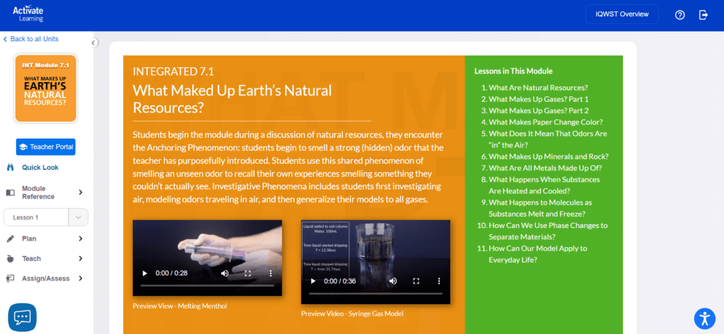IQWST Integrated Middle School Science - Activate Learning